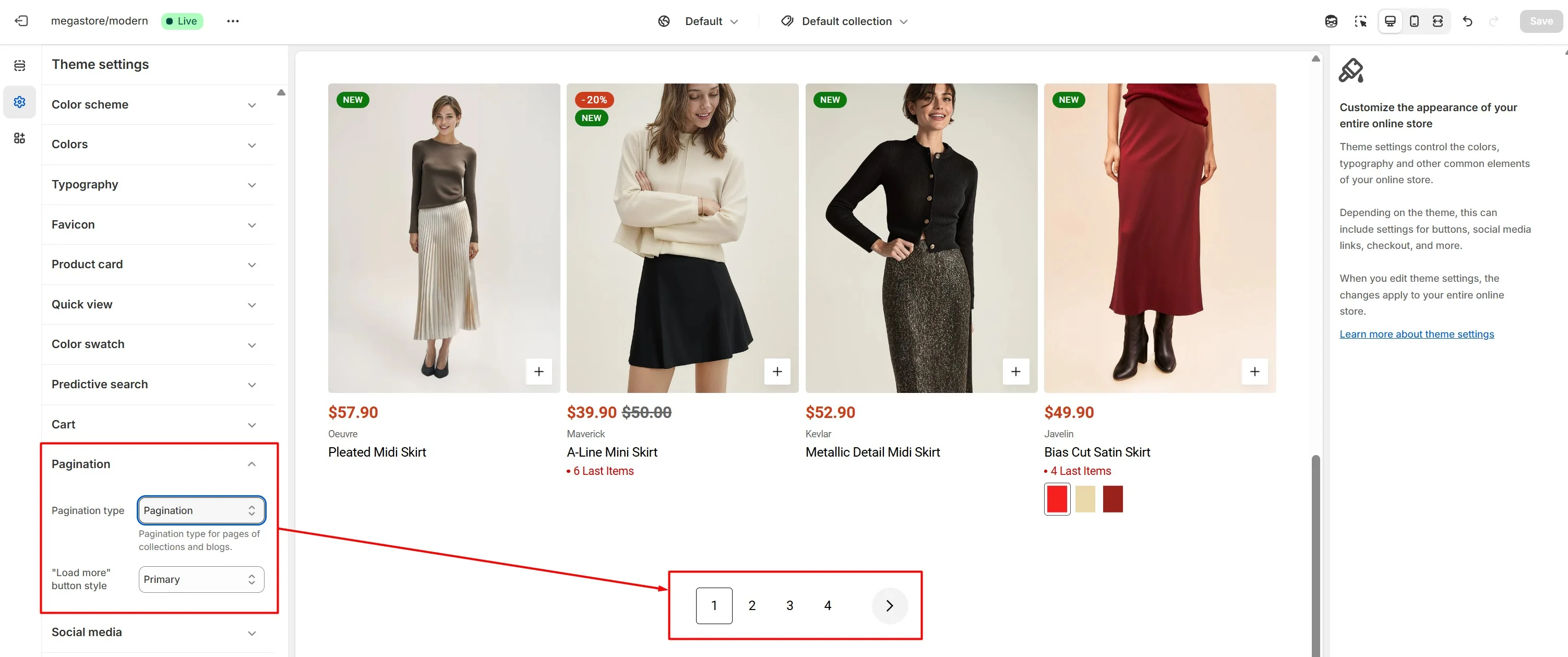 Classic pagination type Load more type Infinite scroll type